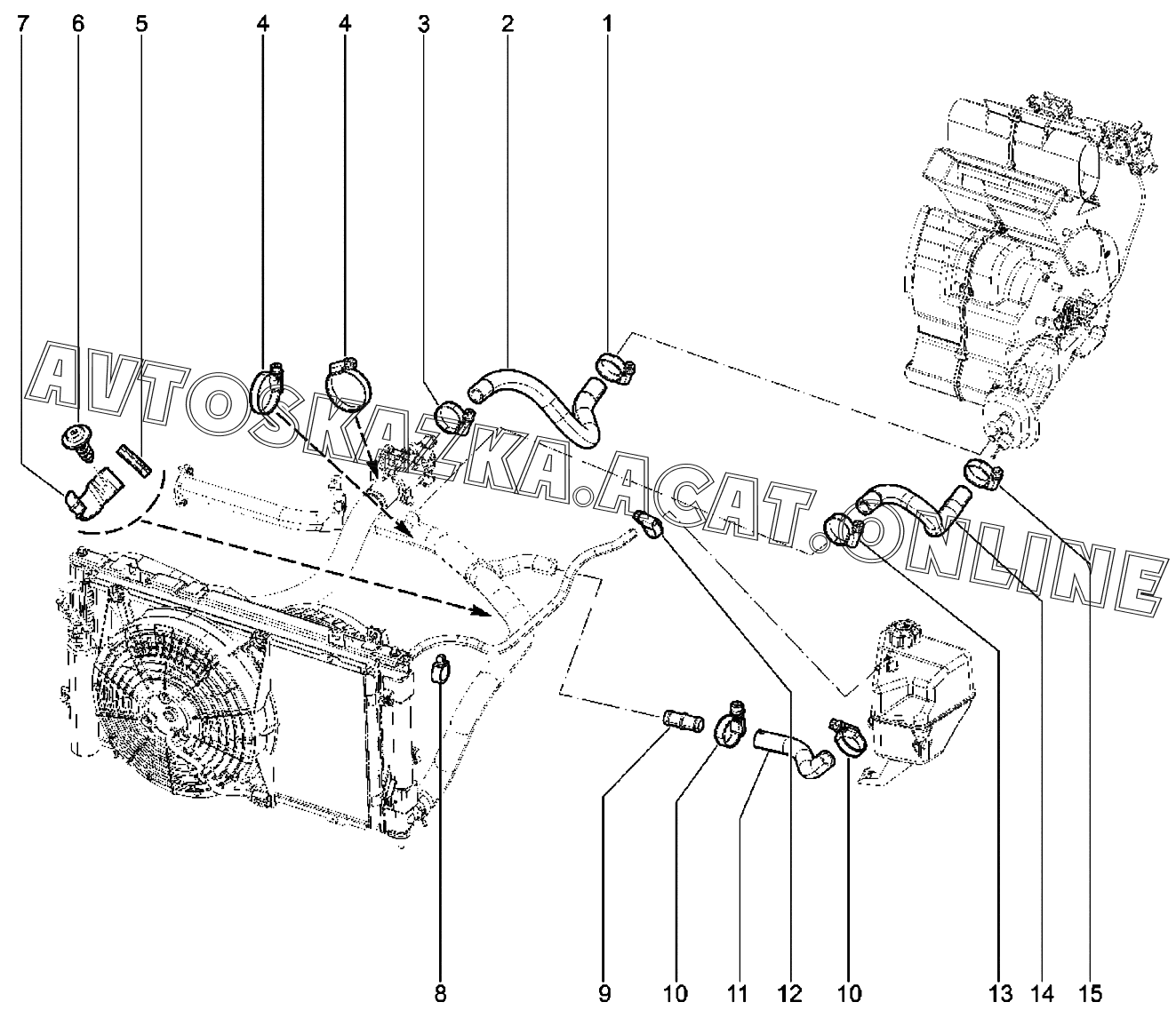 Шланги системы охлаждения двигателя (BVR5) ВАЗ Granta (2190, 2191 Lada ...
