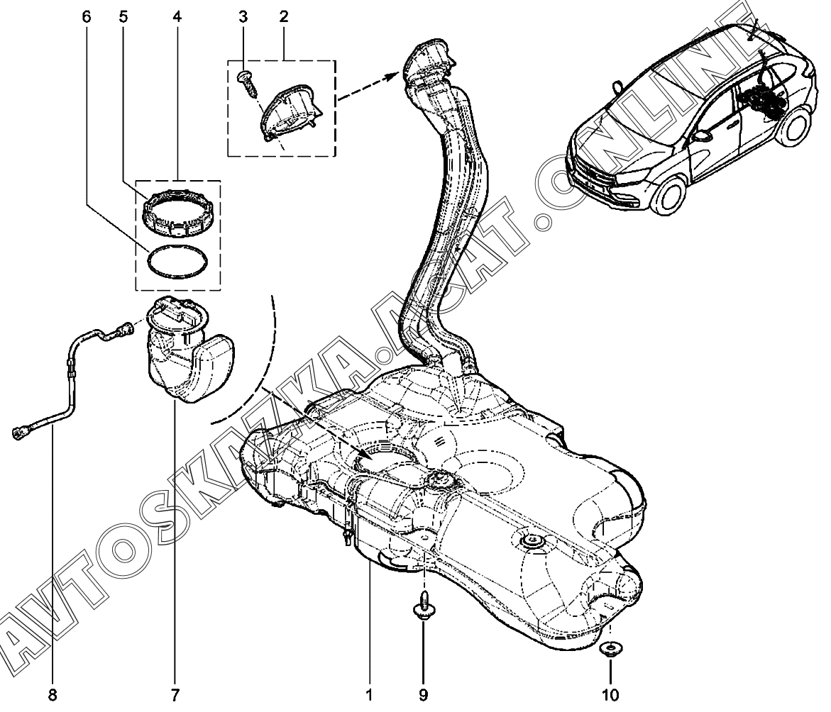 Бак топливный в сборе ВАЗ X-Ray (Lada X-Ray, X-Ray Cross) купить в ...