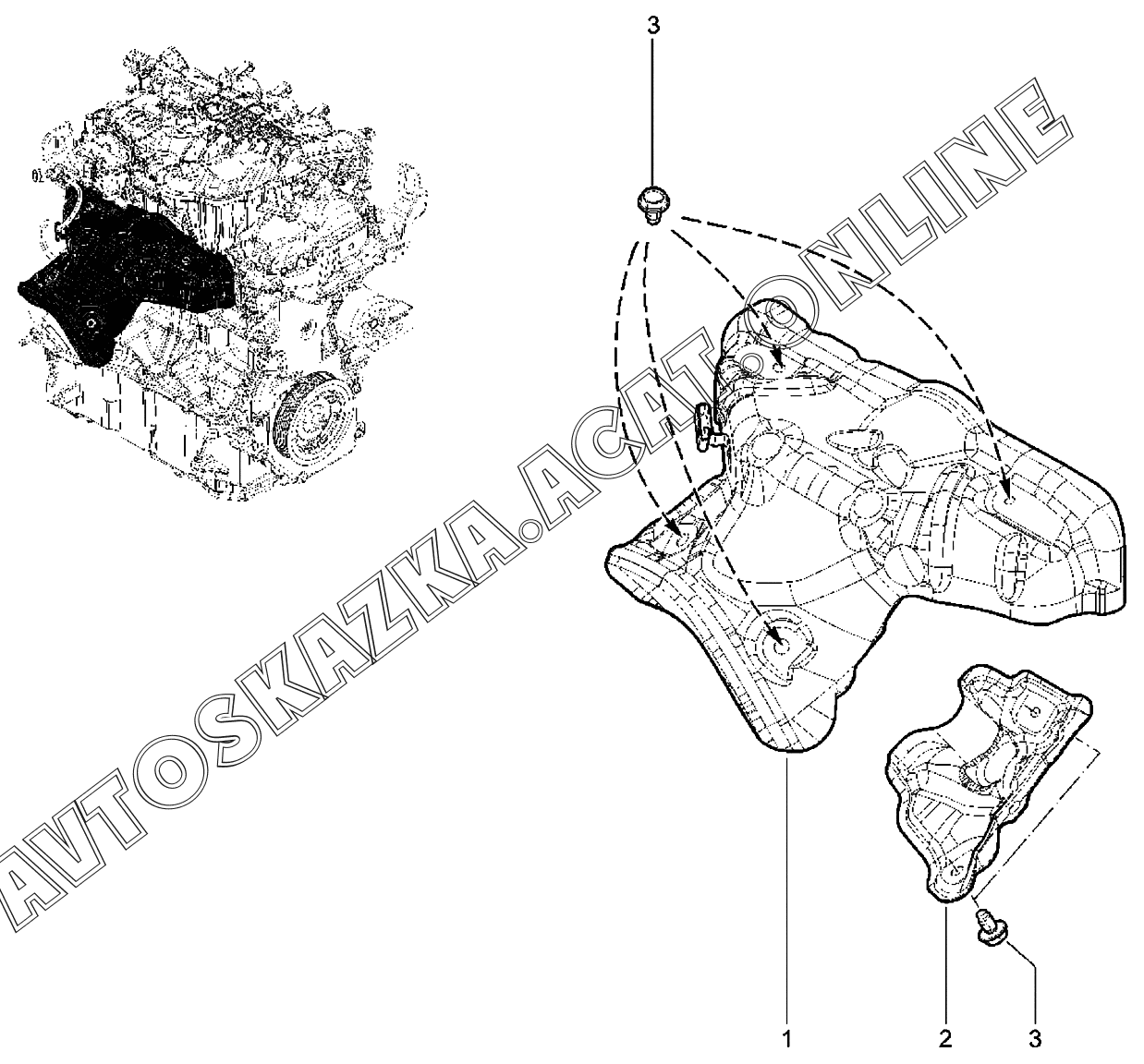 Экран трубы приемной (Н4М) ВАЗ Vesta (2180 Lada Vesta (седан, универсал, CROSS, SW, SW CROSS ...
