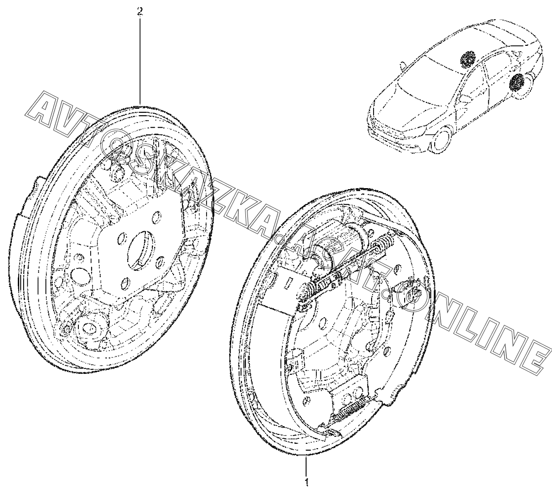 Тормоз задний барабанный в сборе ВАЗ Vesta (2180 Vesta, Vesta SW, Vesta ...