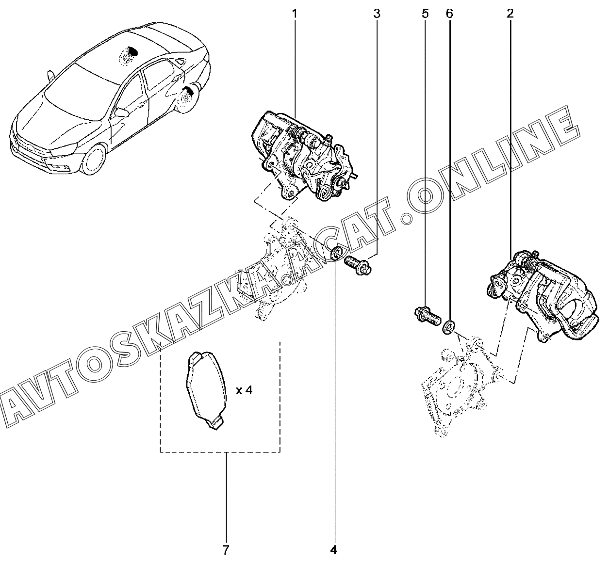 Тормоз задний дисковый ВАЗ Vesta (2180 Lada Vesta (седан, универсал, CROSS, SW, SW CROSS, CNG ...
